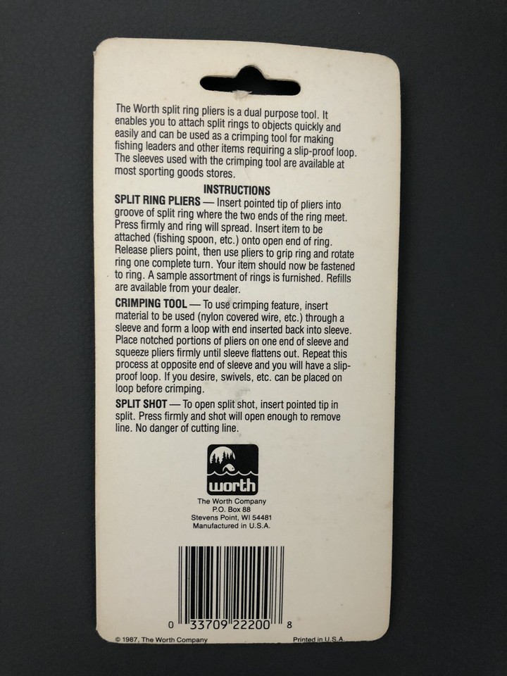 Worth split ring pliers,crimping tool,split shot.Fishing spinners,lures ...