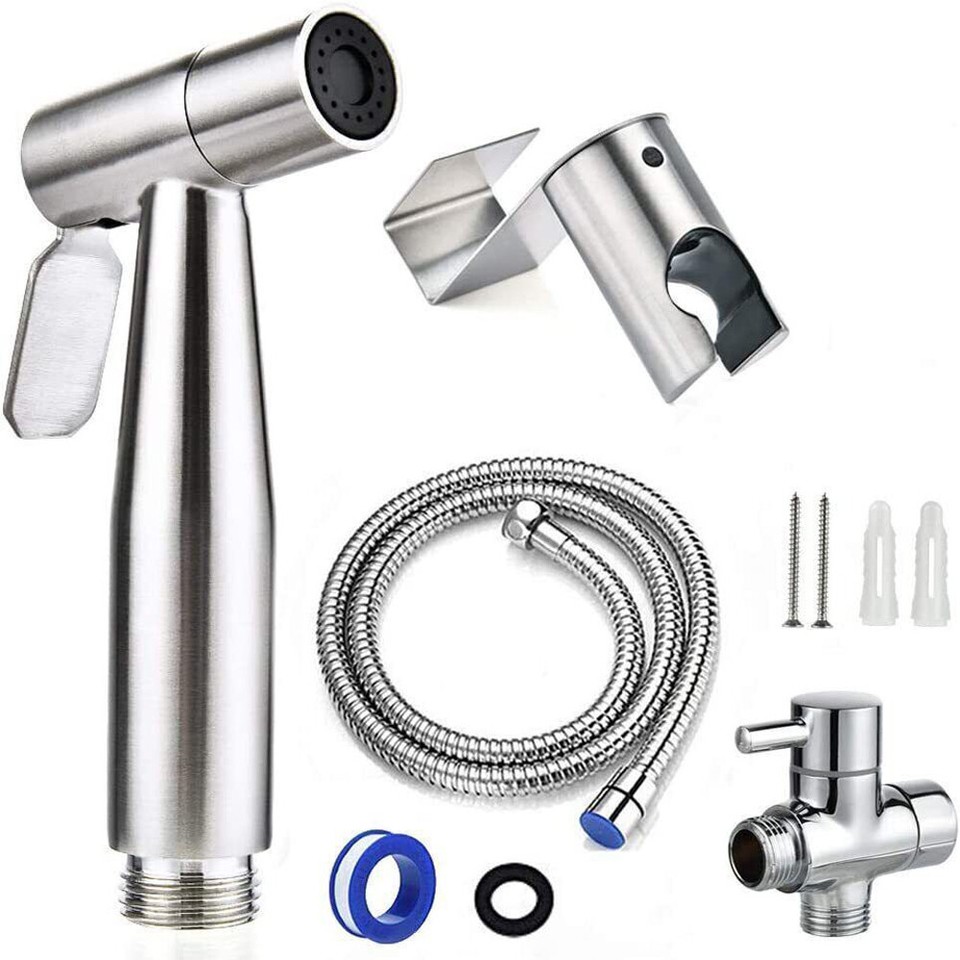 Toilet Shattaf Adapter Hose Bidet Spray Stainless Steel Handheld Shower ...
