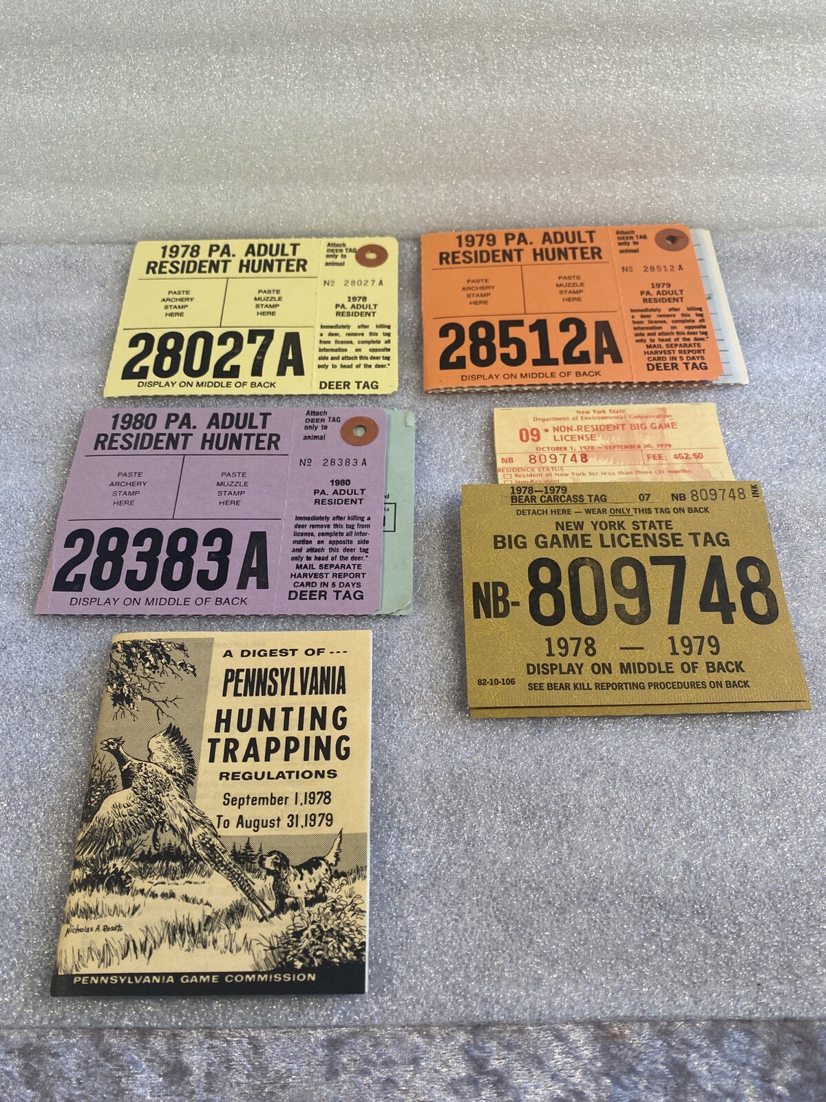 Pa. 1978-79-80 & 78/79 N.Y. Big Game Hunting License. 78/79 Pa ...