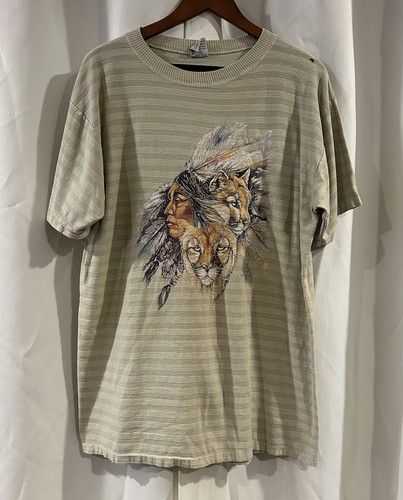 Vintage Jan Taylor Vision Of The Cougar Native American Shirt Size XL ...