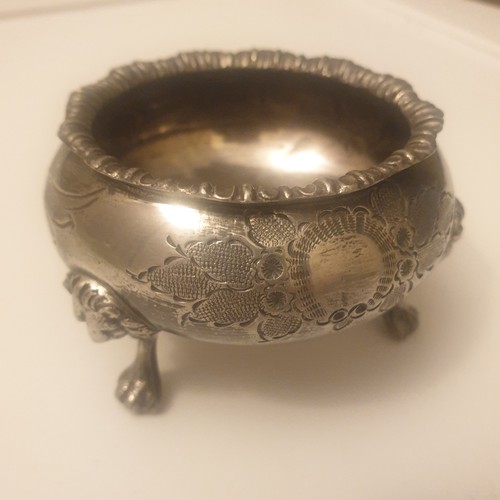 Antique Silver-Plated Footed Salt Cellar / Floral Engraved, Victorian ...