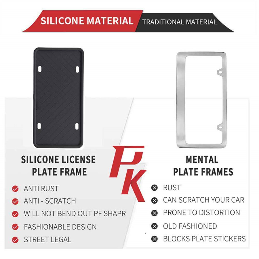 Car USA License Number Plate Holder Frame Black Silicone Rubber Front ...