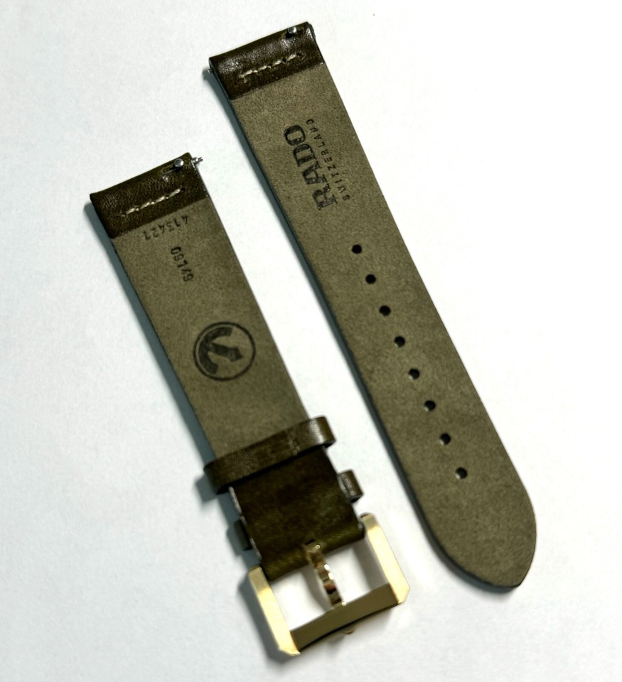 Original RADO Captain Cook 21mm Green Leather Watch Band Strap with ...