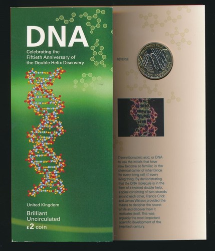 Great Britain: 2003 £2 5th Anniversary of DNA Discovery in Royal Mint ...