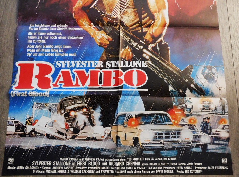 First Blood Rambo German Movie Poster Original 117x84cm 46"33 1982 ...