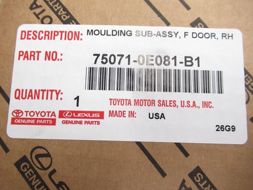 Genuine OEM Toyota 75071-0E081-B1 Right Front Rocker Molding 14-19 ...