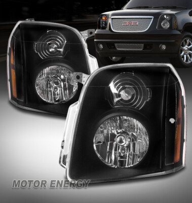 FOR 07-14 GMC YUKON DENALI XL 1500 2500 HEADLIGHTS LAMPS BLACK LEFT ...