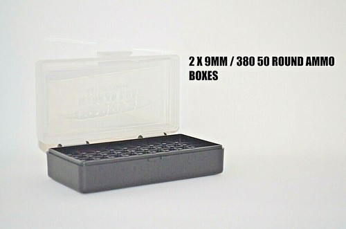 2 x BERRY'S PLASTIC STORAGE AMMO BOX CLEAR COLOR 9 MM/380 ACP 50 rd | eBay