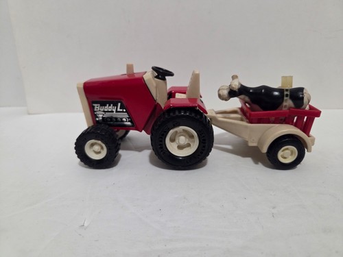 Vintage Red Buddy L Tractor & Trailer Farm Cow Cart Pressed Steel Rare ...