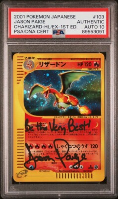 AUTO PSA 10 Jason Paige signed Charizard Pokemon Japanese Expedition ...