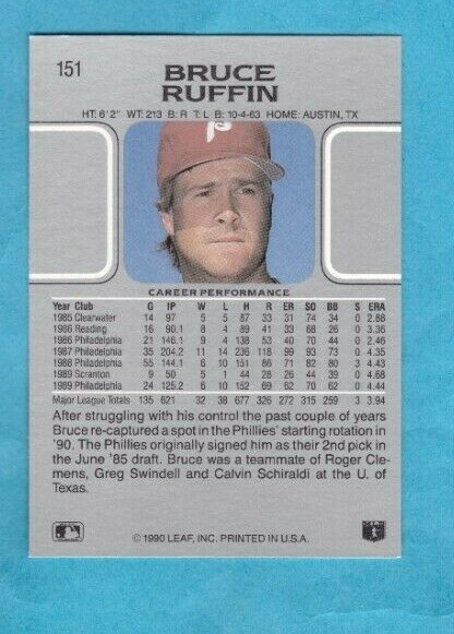 1990 Leaf baseball card #151 Bruce Ruffin Phillies | eBay