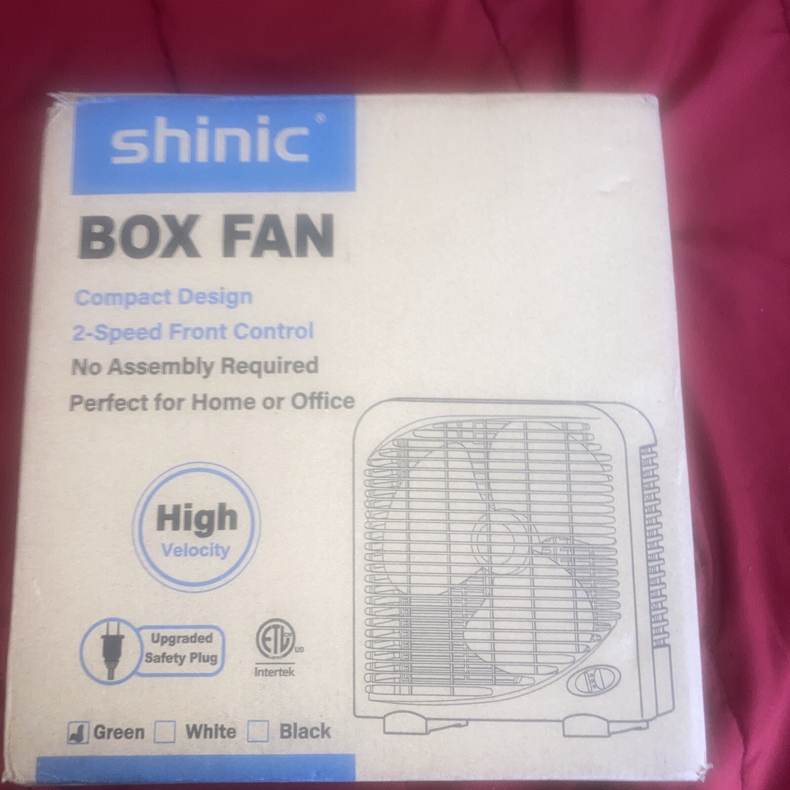 shinic Box Fan 10 Inch, 2 Speeds, Table Cooling Fan with Strong Airflow ...