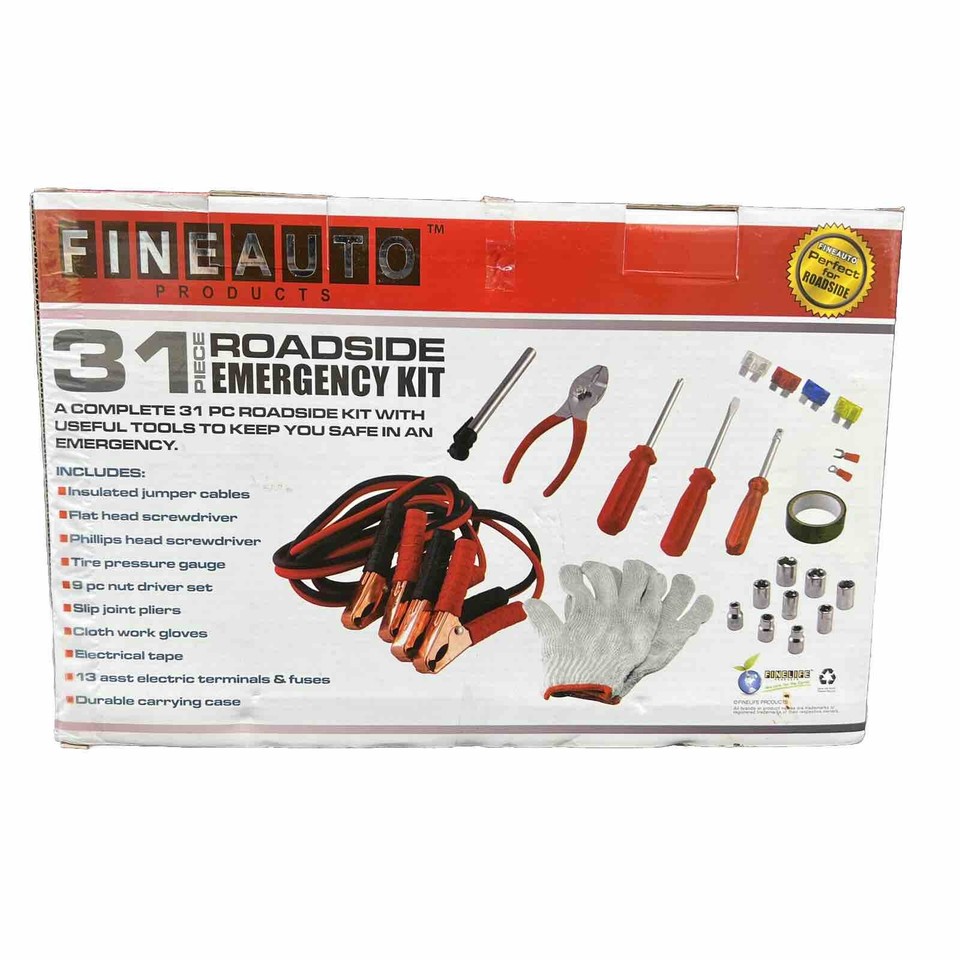 Auto Emergency Kit Set Roadside Car Tool Bag Vehicle Safety Kit Jumper ...