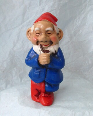 Vintage Composition Figurine Ornament GNOME / ELF Smoking Pipe 3¾"T ...