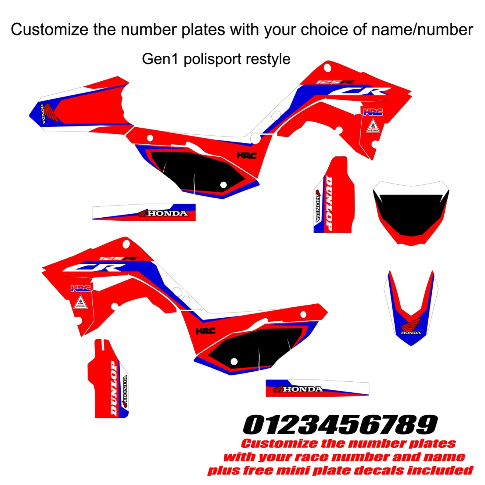 CR125 Polisport Restyle GEN1 2002+ graphic kit 21 style red semi custom ...