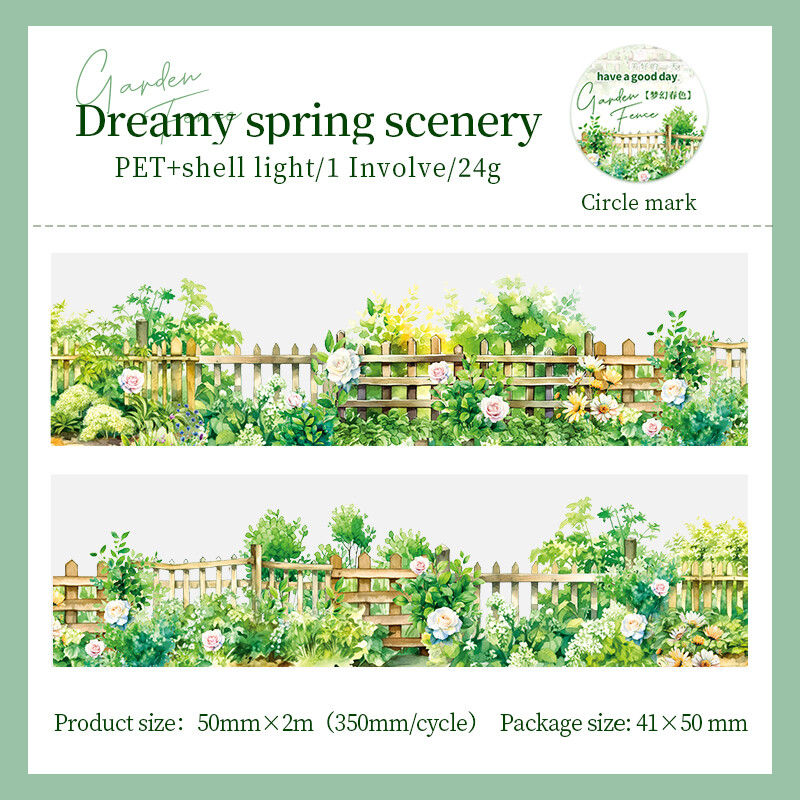 Flower Garden Fence PET Masking Tape Journals Album Decorative Card DIY ...