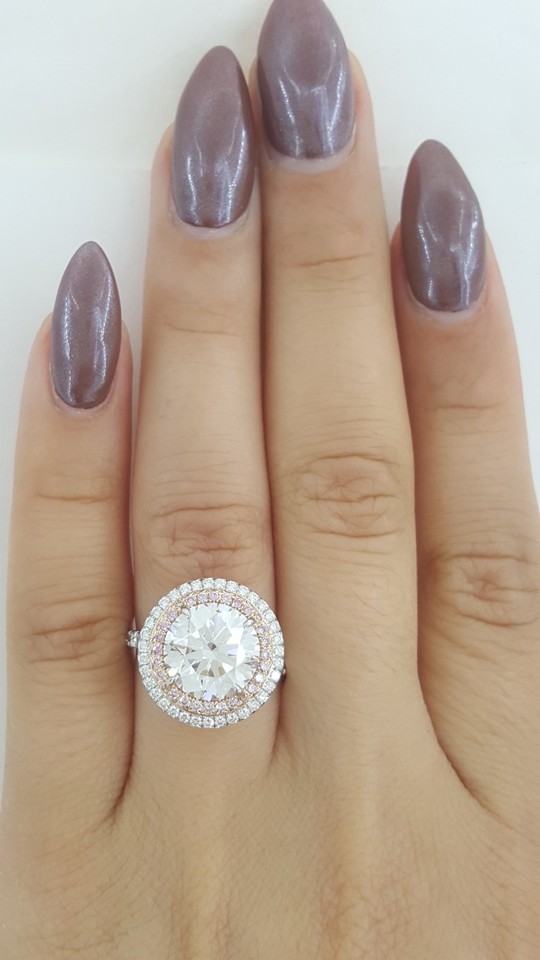 Tiffany & Co. Soleste Round Diamond Double Halo Engagement Ring 4.17 ct ...