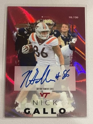 NICK GALLO 2024 Onit Virginia Tech Football Maroon On Card AUTO # 115/ ...