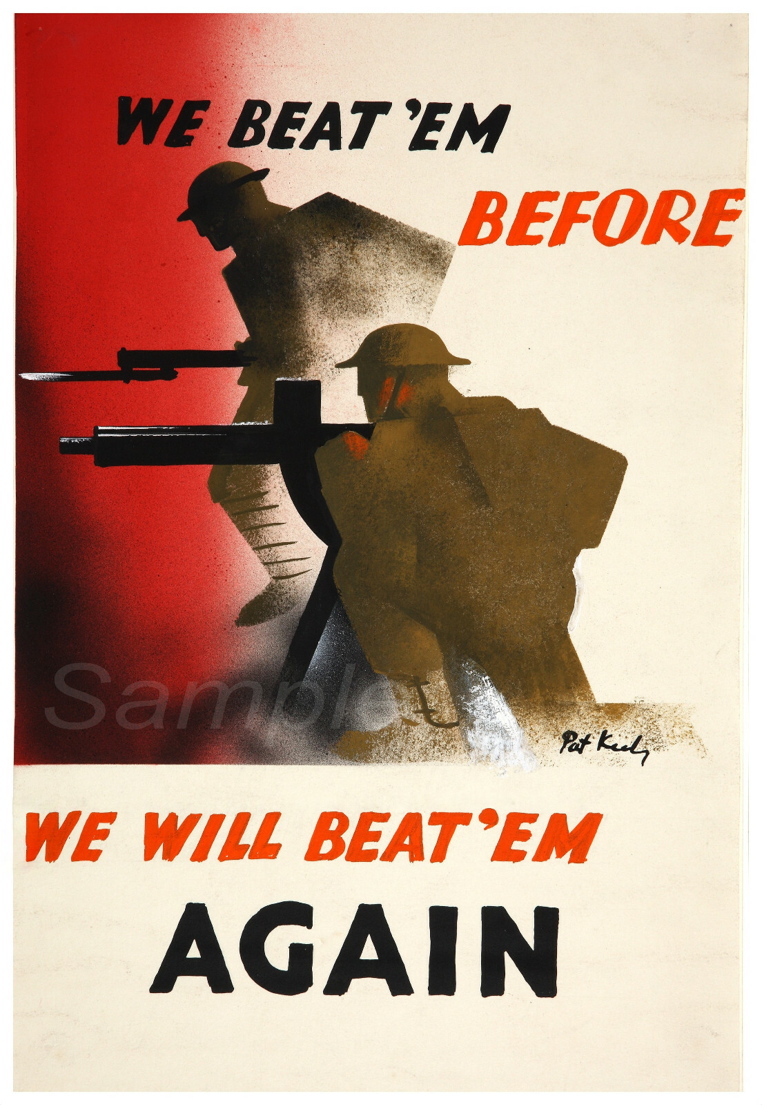 VINTAGE WE BEAT 'EM BEFORE WE'LL BEAT 'EM AGAIN WAR POSTER A2 PRINT | eBay
