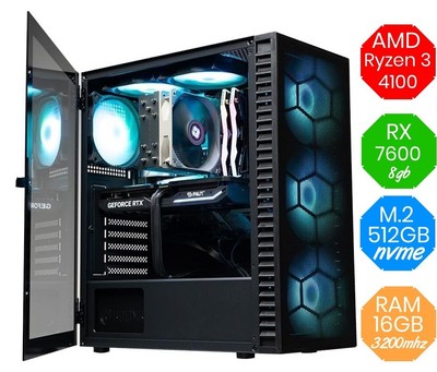 Gaming PC AMD Ryzen 3 4100 - RTX 3050 8GB - M.2 512gb - Ram 16GB - ARGB ...