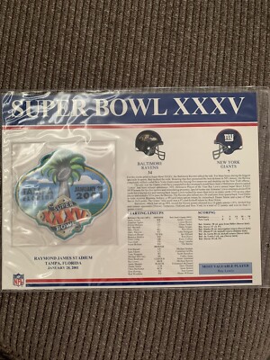 SUPER BOWL 35 Ravens / Giants 2001 Willabee Ward OFFICIAL SB XXXV NFL ...