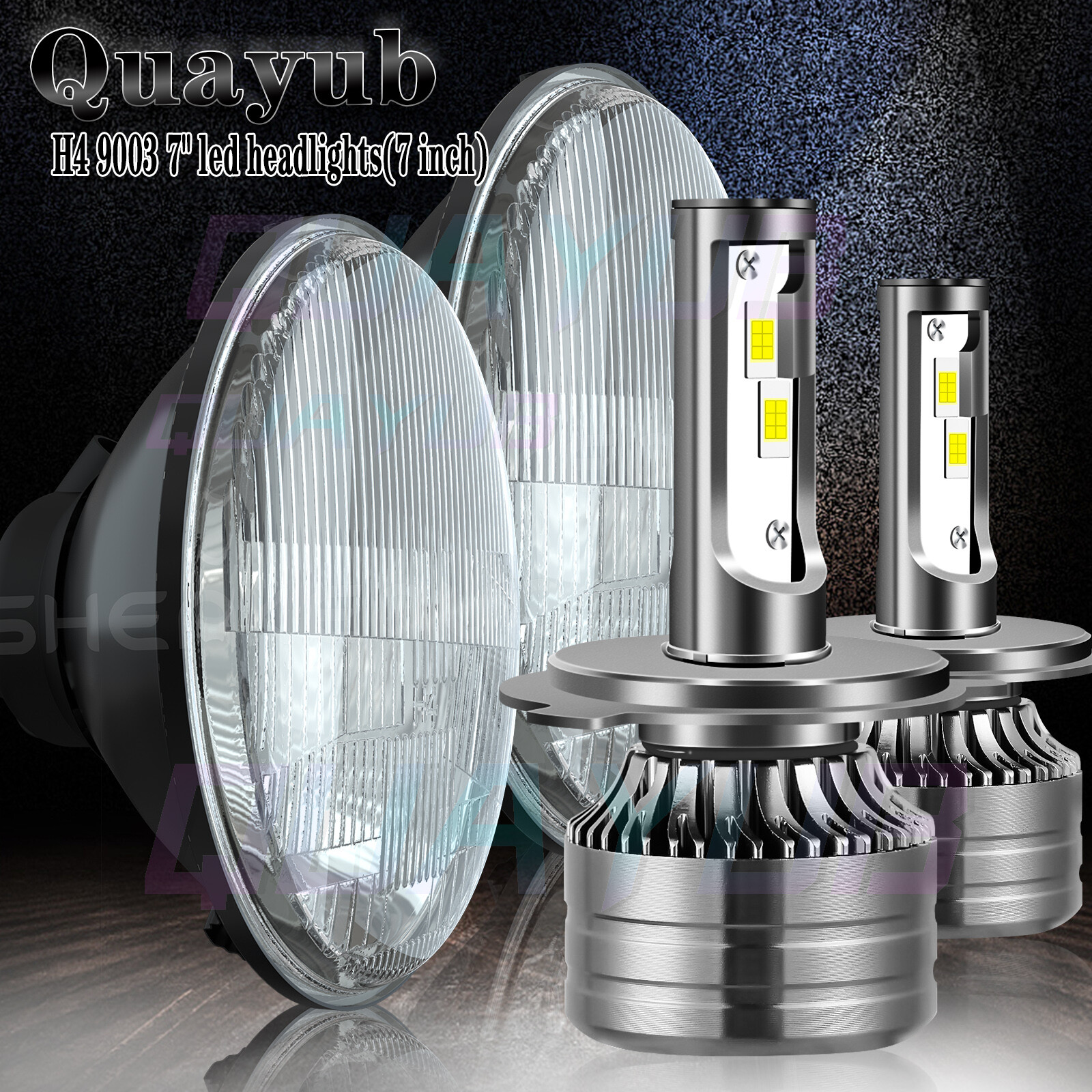Pair 7" Inch LED Car Headlight Parts round HI/LO Beam for Chevy Pickup ...