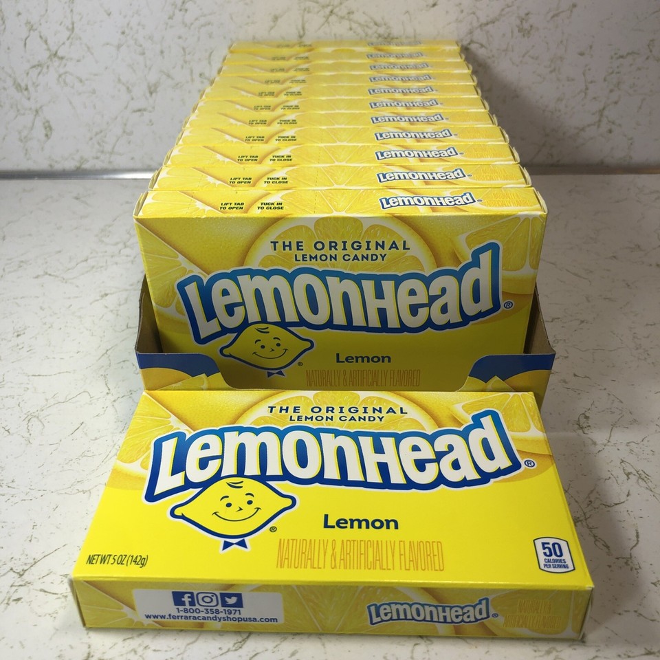 12 PACK - The Original LEMONHEAD Lemon Candy - THEATRE BOX SIZE CANDY ...