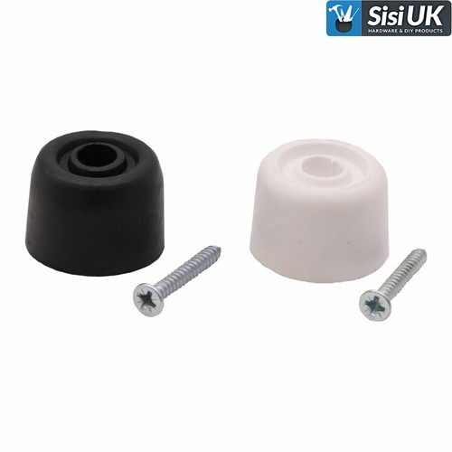 BLACK & WHITE RUBBER DOOR STOPS STOPPER - INCLUDES SCREWS - 28mm | eBay UK