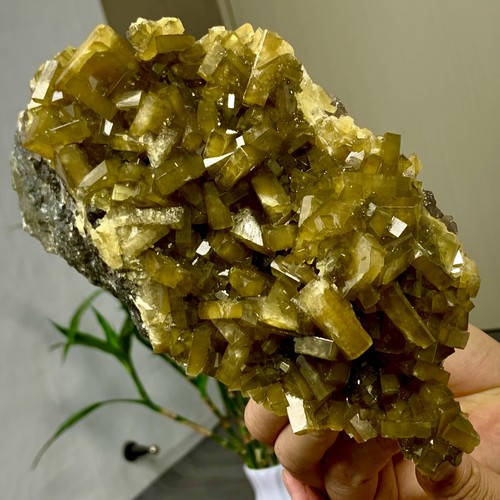 4.36LB Shiny Golden Cuboid Barite Crystal Based on the Purple Spherical ...