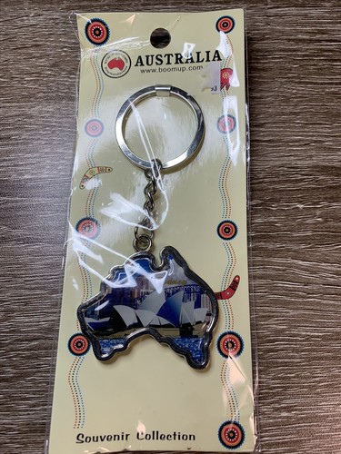 Vtg Australia Key Chain Kangaroo Continent Shaped Souvenir - New Sealed ...