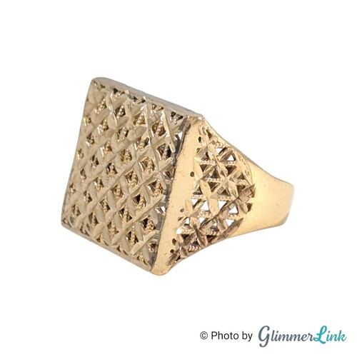 VTG 925 Italy Gold Plated Sterling Silver Square Diamond Cut Signet ...