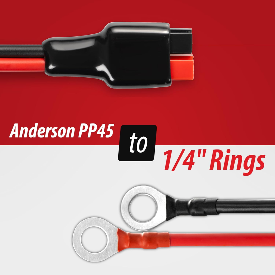 Anderson Power Pole PP45 Connector to 1/4" Ring Terminals Cable – 12 ...