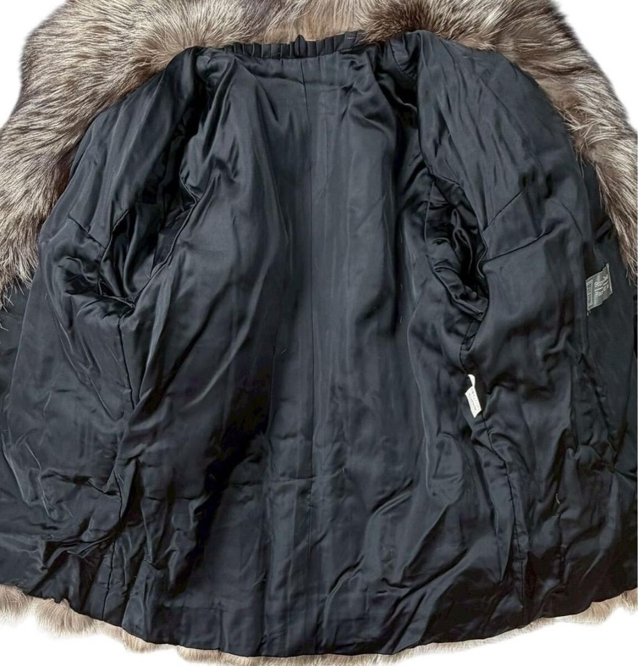 Saga Fox Silver Fox Fur Half Coat Real Fur Size 13 Used | eBay
