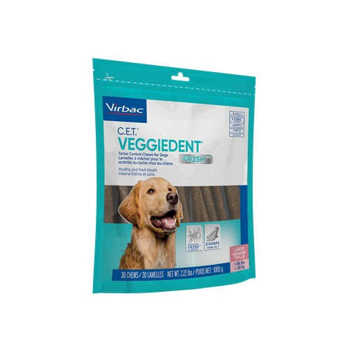 CET VeggieDent FR3SH Tartar Control Chews - LARGE 66 lbs, 30 Chews | eBay