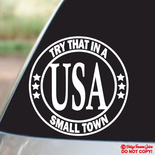 TRY THAT IN A SMALL TOWN USA - VINYL DECAL STICKER CAR WINDOW WALL DOOR ...