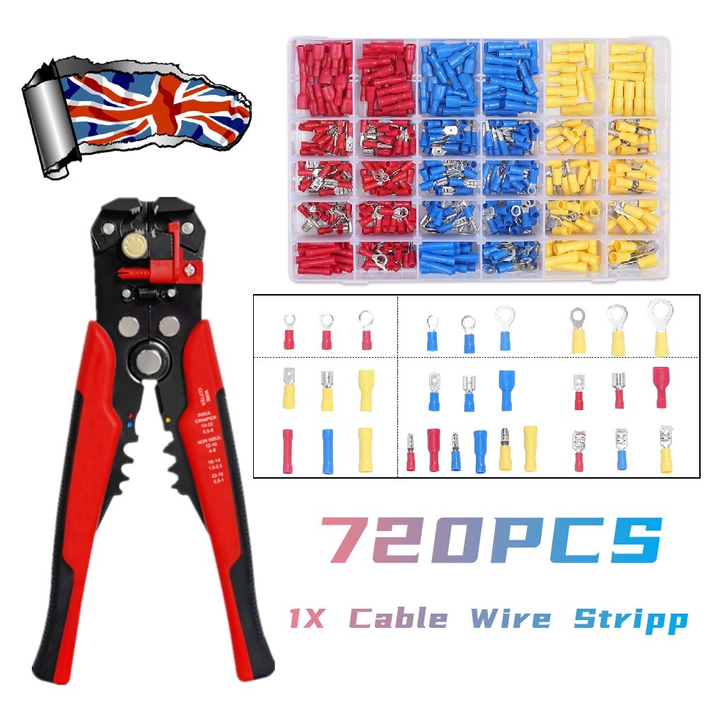 1300Pcs Assorted Insulated Electrical Wire Terminals Crimp Connectors ...