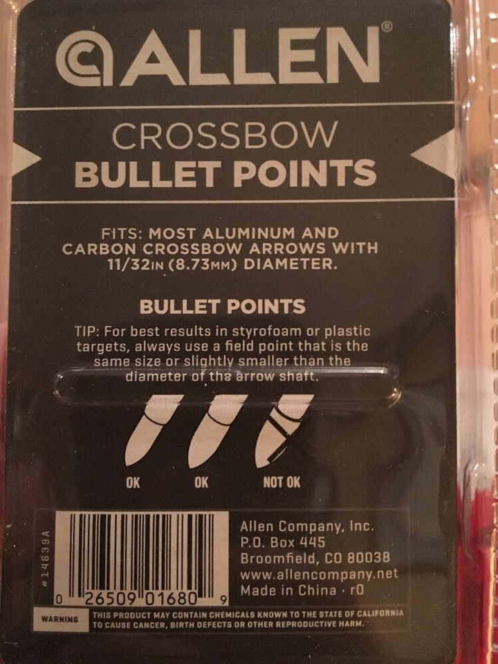 Allen Crossbow Bullet Points 125 Grain 11/32 Diameter | eBay