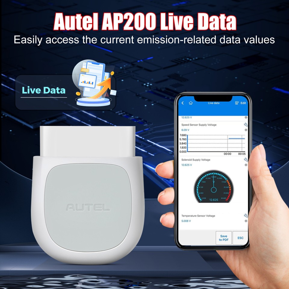Autel AP200 Bluetooth OBD2 Scanner Code Reader Full Systems Car ...