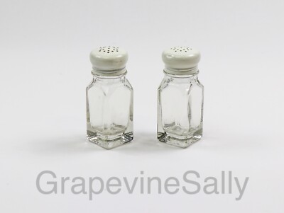 Classic Glass Salt & Pepper Shaker Set w/ White Screw On Caps | eBay
