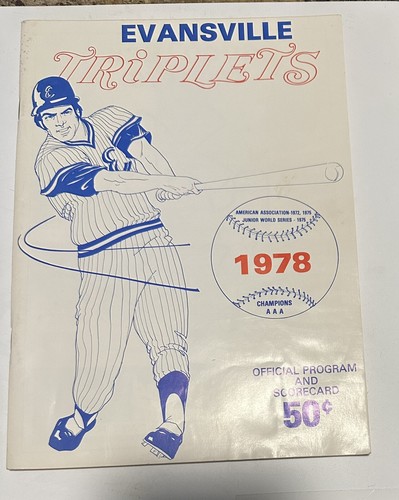 1978 EVANSVILLE IN Triplets Baseball Team Program autographed (24D4) | eBay