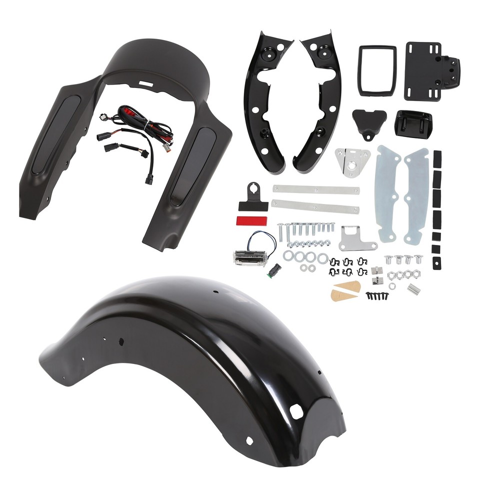 Black CVO Style Rear Fender System LED For Harley Road King Street ...