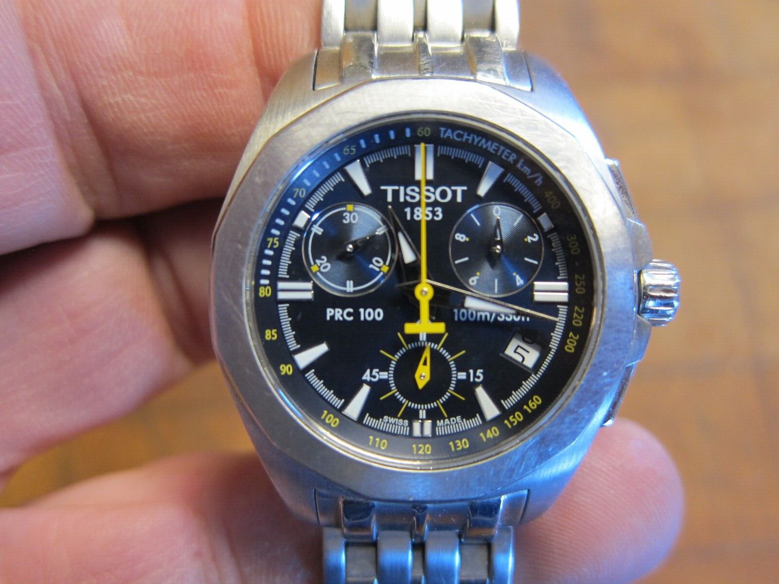 Men's Tissot PRC 100 3 Dial Chronograph Blue Dial Ste… - Gem