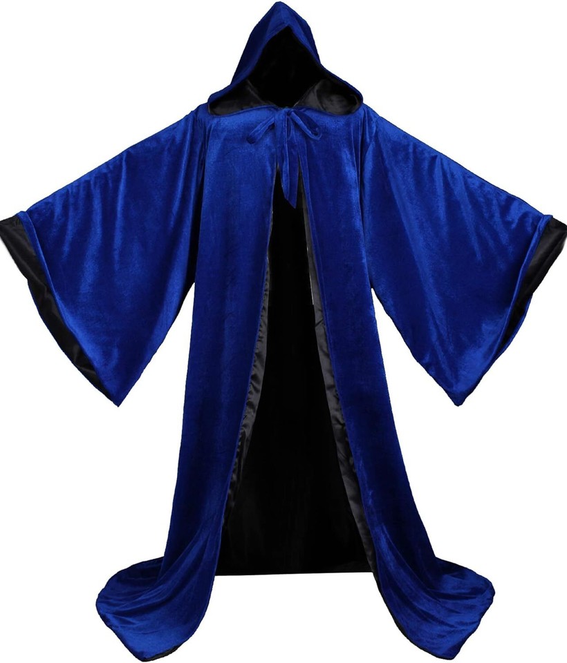 Velvet Wizard Robe with Satin Lined Hood and Sleeves | eBay
