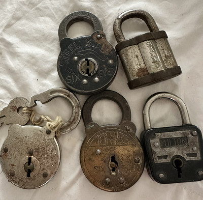 Lot of 5 Antique Steel Padlocks | eBay