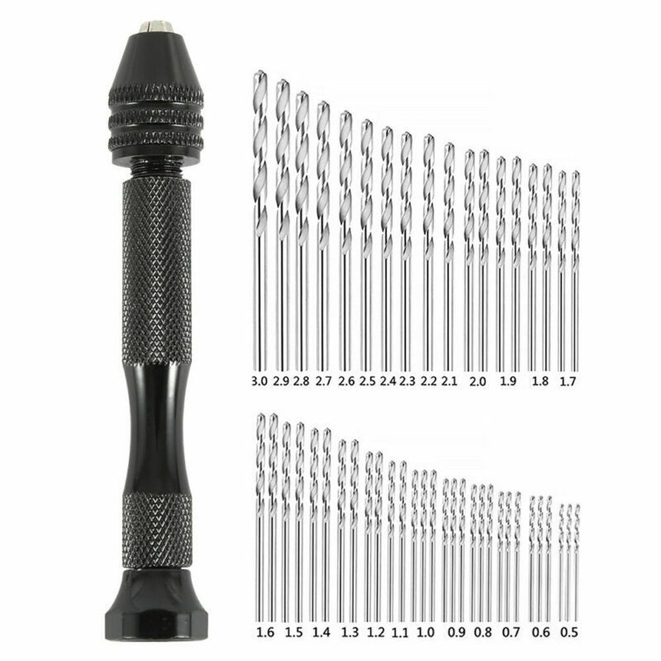 49x HSS Mini Spiral Hand Push Drill Chuck Drill Pin Vise Bits Tools ...