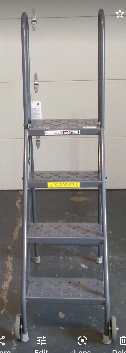 Tri Arc - 4 Step Folding Rolling Ladder Stand - Perforated Tread ...