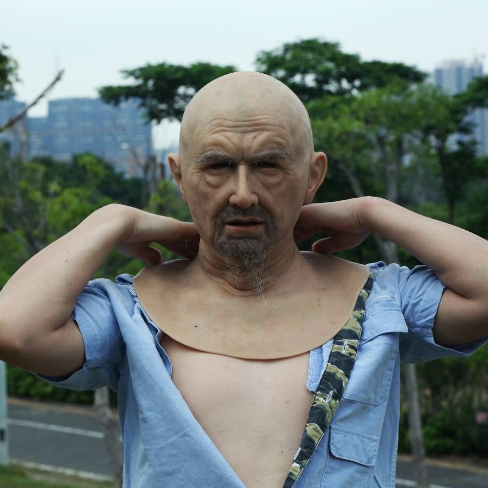 Very realistic soft silicone mask Lifelike beard Grandpa soft Silicone ...