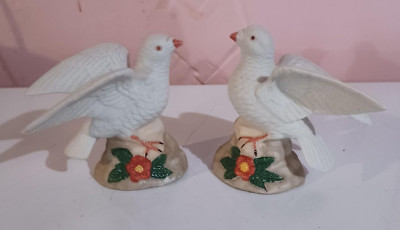 Set of 2 Ceramic White Doves Figurines | eBay