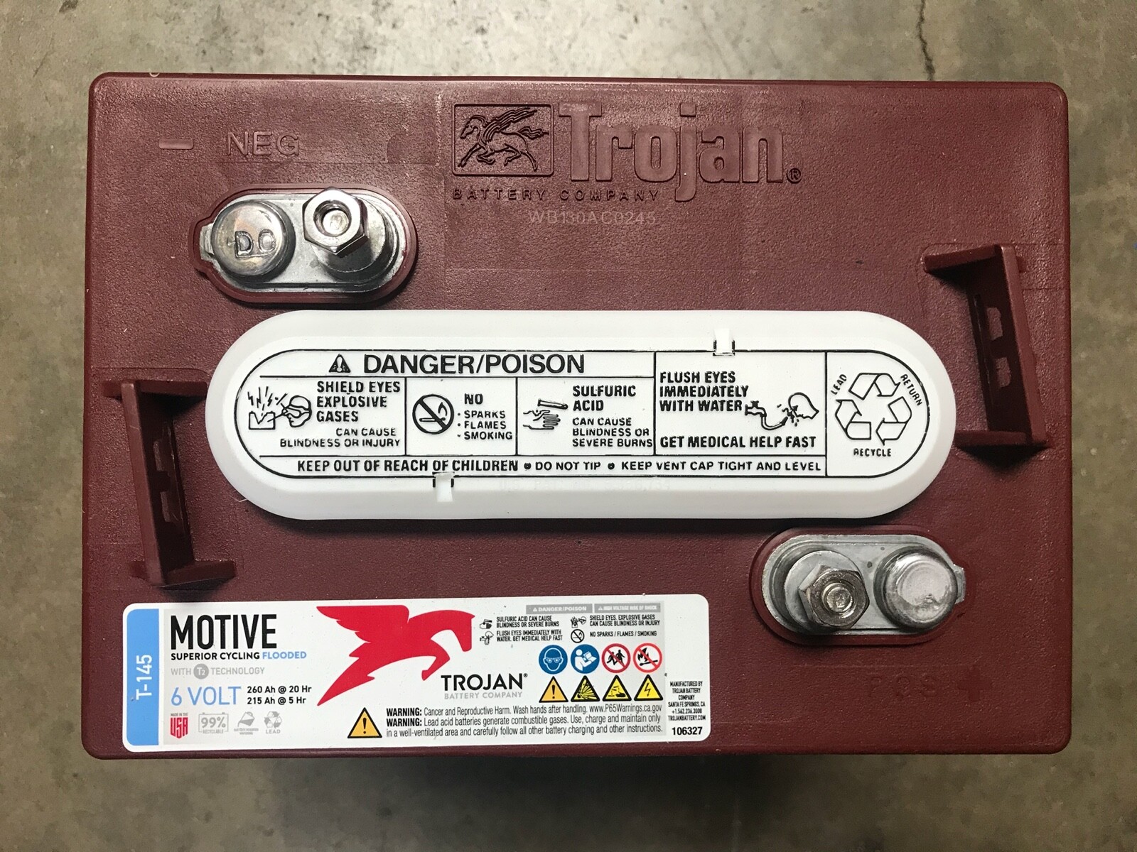 Trojan T-145 6 Volt Golf Cart Battery RV Marine Solar Deep Cycle | eBay