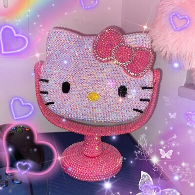 HELLO KITTY SANRIO RHINESTONE BLING CRYSTAL VANITY MIRROR KAWAII Y2K ...
